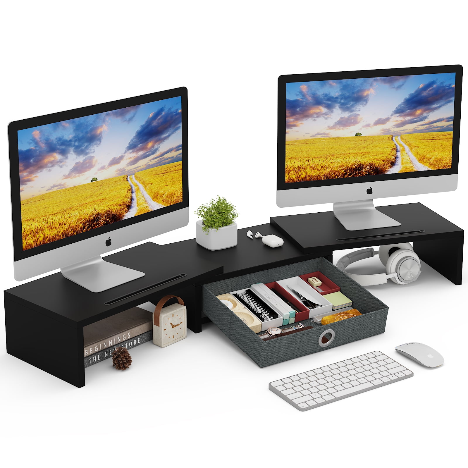 JAFUSI Monitor Stand with Storage Drawer, Monitor Riser with Adjustable ...