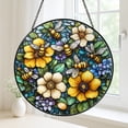 Botanical Bee Faux Stained Glass Window Decor2101 - Walmart.com