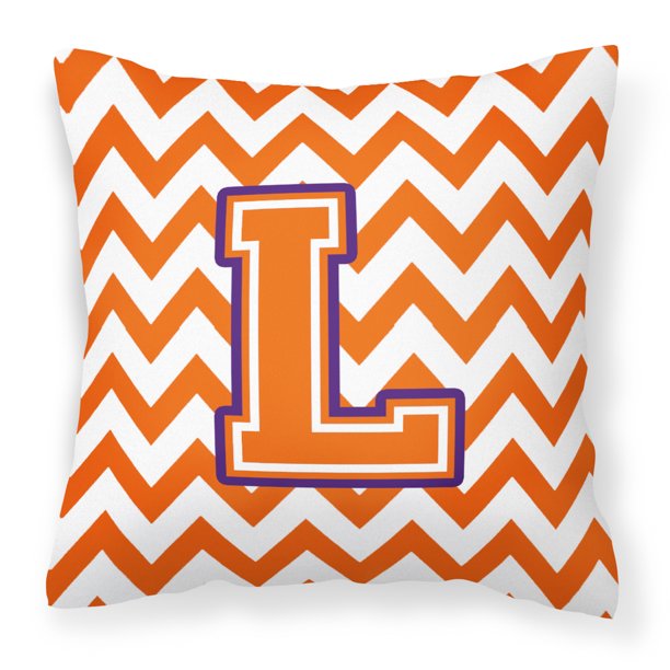 Letter L Chevron Orange and Regalia Fabric Decorative Pillow - Walmart ...