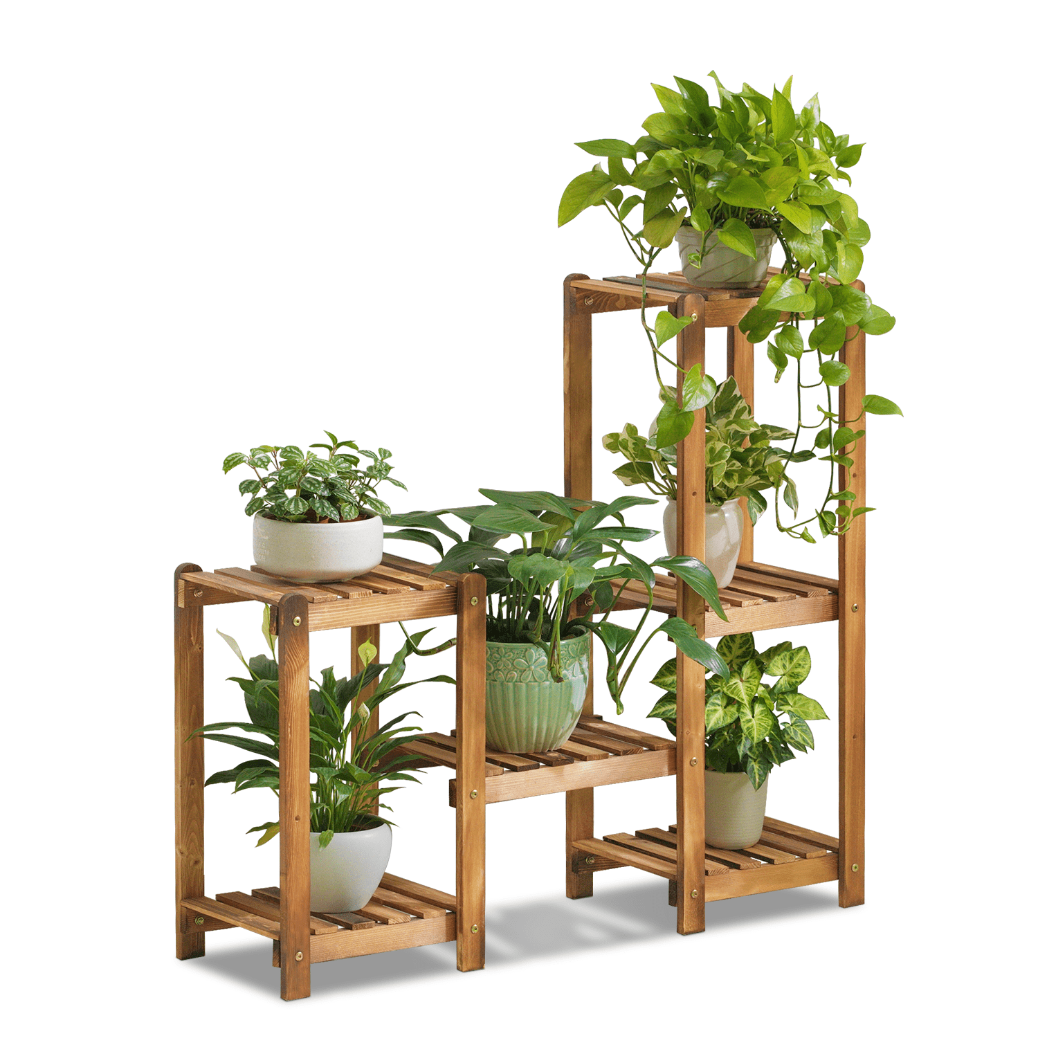 MoNiBloom Wood 5 Tiers Modern Plant Stand, Flower Storage Shelf Rack ...