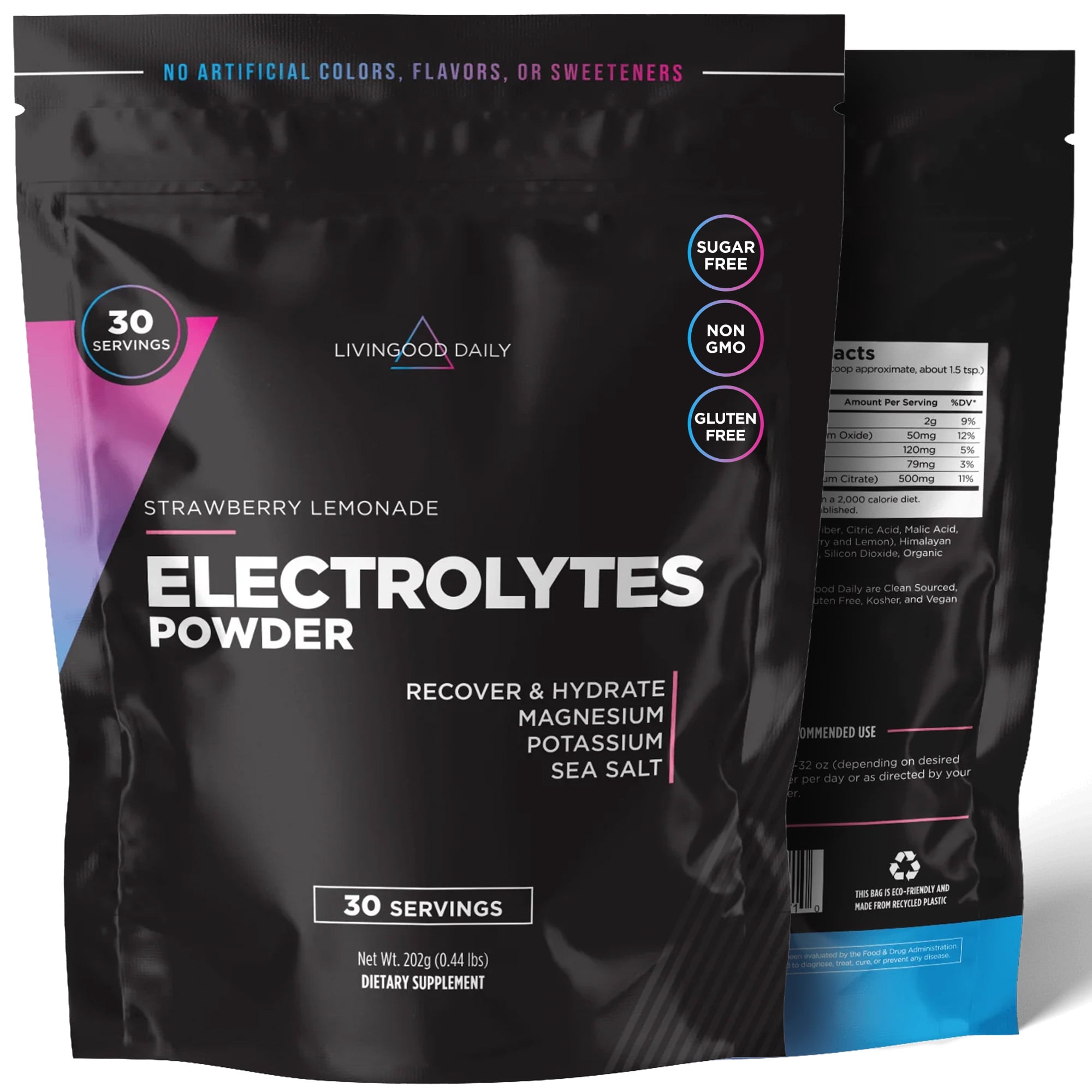 Livingood Daily Electrolyte Powder, Strawberry Lemonade - Sugar-Free ...
