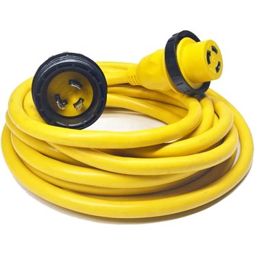 Amp Up Marine & RV Cords 125v 30a 50' Power Extension Electrical Cable, Yellow - Walmart.com