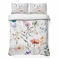 Spring Country Flowers 3 Pieces Quilt Set,1 Quilt with 2 Shams,Abstract ...