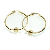 Gold-Tone over Sterling Silver Bead Round Hoop Earrings, 18mm - Walmart.com