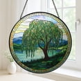 Fantasy Willow Tree Stained Glass Suncatcher, Decorative River Scene ...