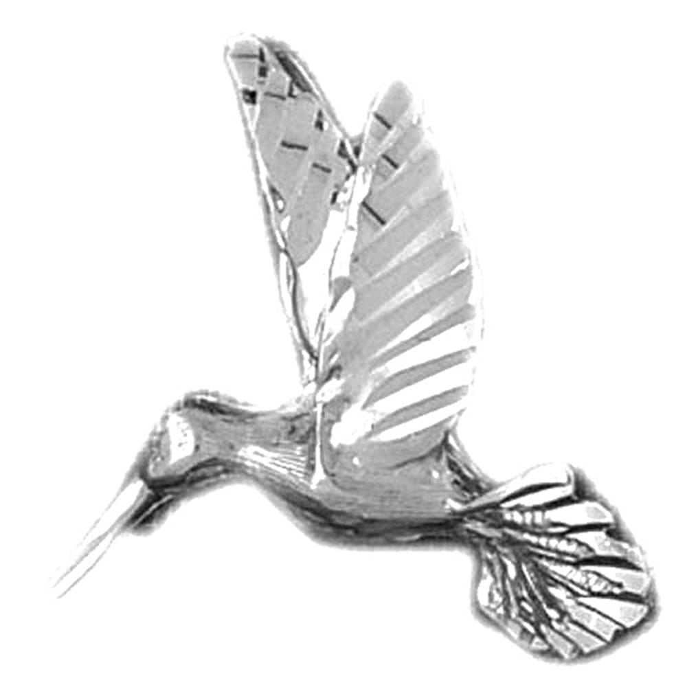 18K White Gold Hummingbird Pendant - 26 mm - Walmart.com