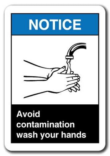Notice Sign - Avoid Contamination Wash Your Hands 7"x10" Plastic Safety ...