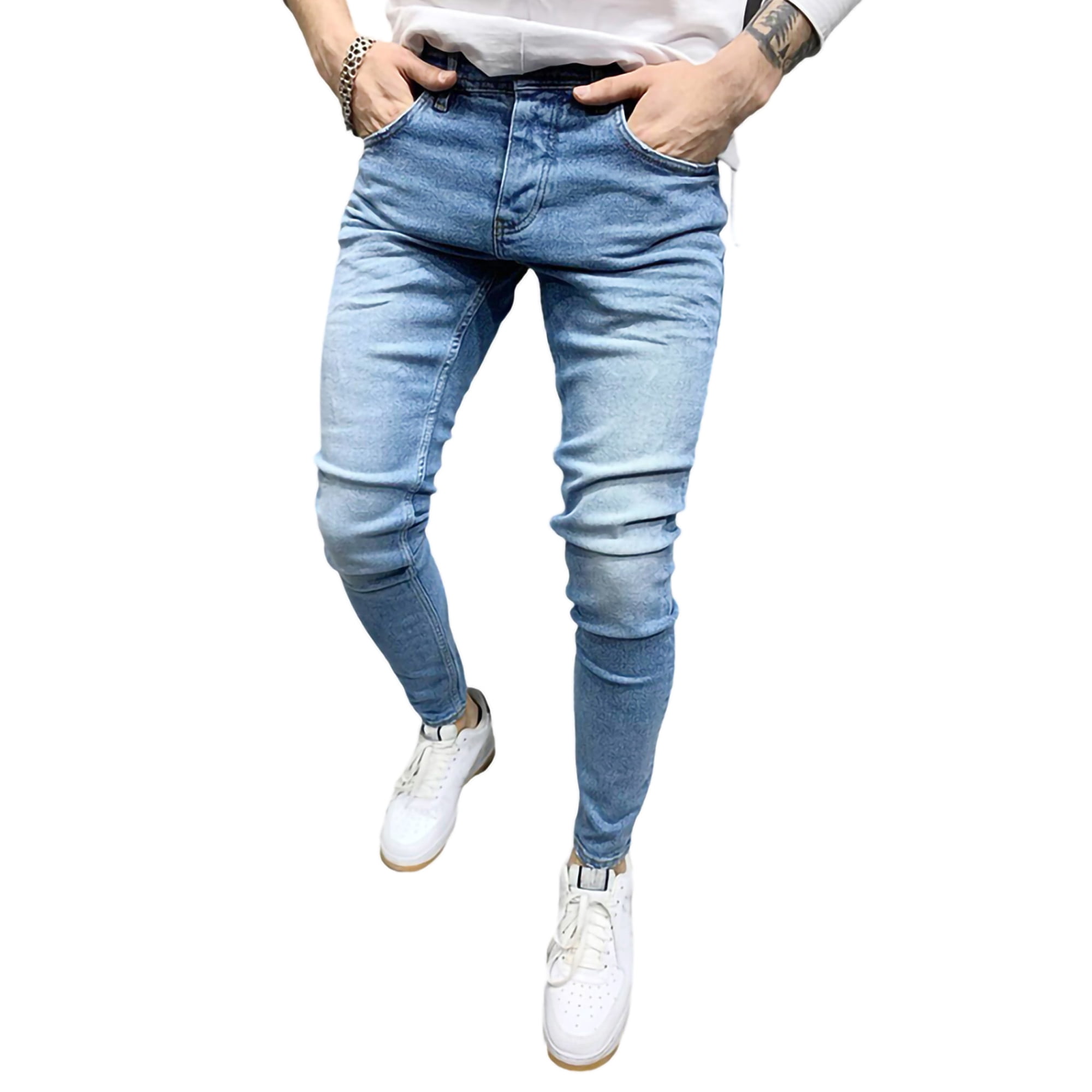 Click here for Fashnice Mens Stretch Trousers High Waist Skinny J... prices