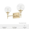 Hunter Xidane Alturas Gold with Clear Glass 2 Light Vanity Wall Light ...