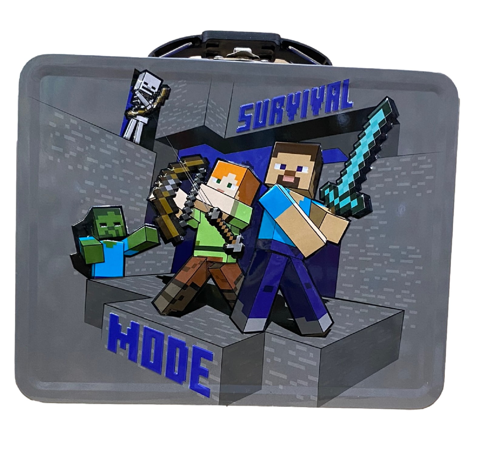 Minecraft Tin Stationery Box (Pencil or Coloring Box) - Grey ...