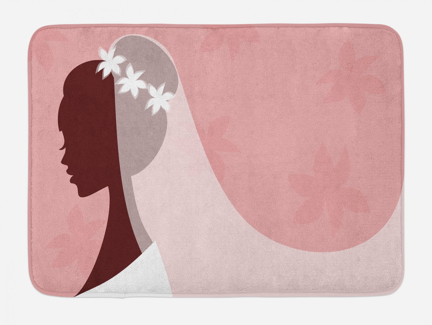 Bridal Shower Bath Mat, Bride in Wedding Dress on Pink Backdrop with ...