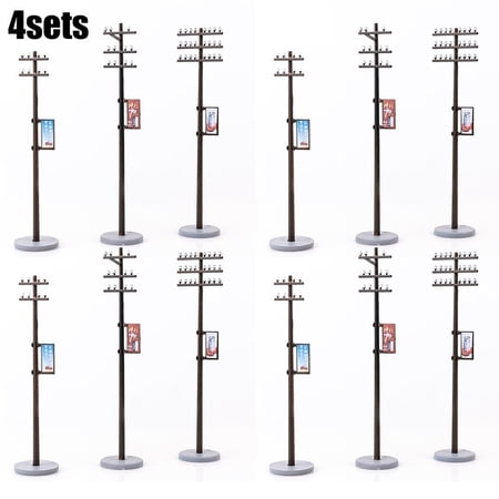 MYG 12pcs Model Railway Telegraph Poles Power Poles 81mm/91mm/93mm Tel ...