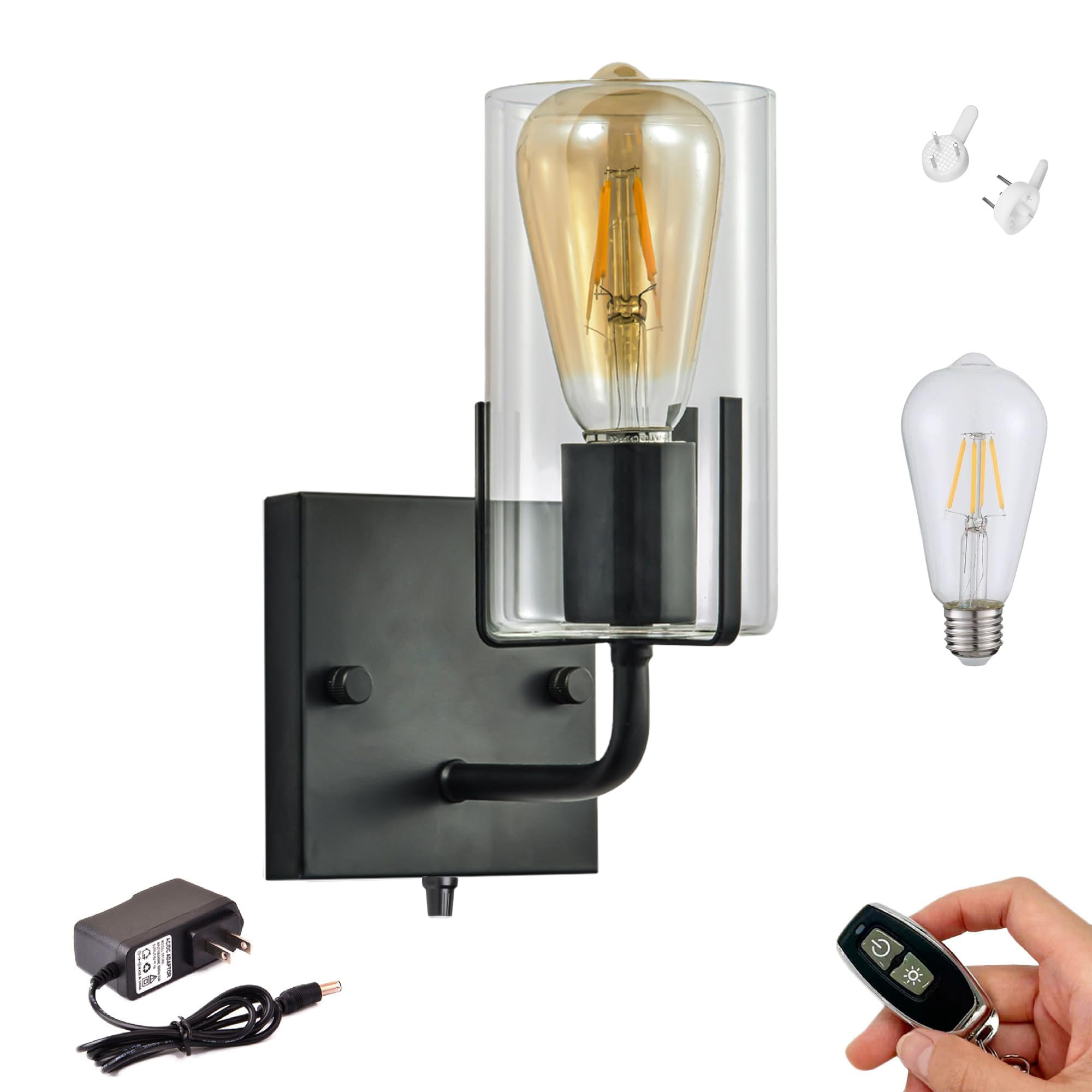 FSLiving Industrial Dimmable Wall Sconce Rechargeable Battery Operated ...