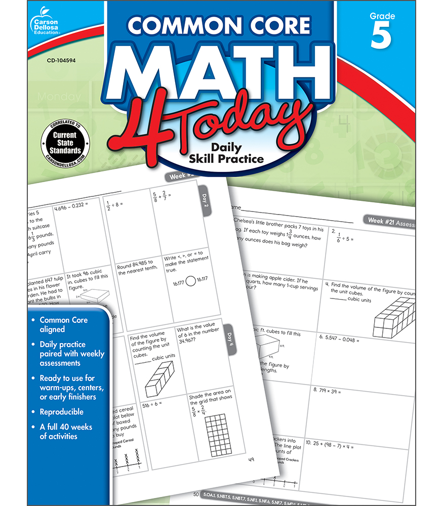 Common Core 4 Today Common Core Math 4 Today Grade 5 Paperback Common Core 4 Today Common Core Math 4 Today Grade 5 Paperback