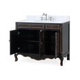Benton Collection 42" Black Hand-Painted Floral Bathroom Vanity with 3 ...