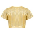 Yartina Kids Girls Shiny Metallic Crop Top Boys Short Sleeves Hip Hop ...