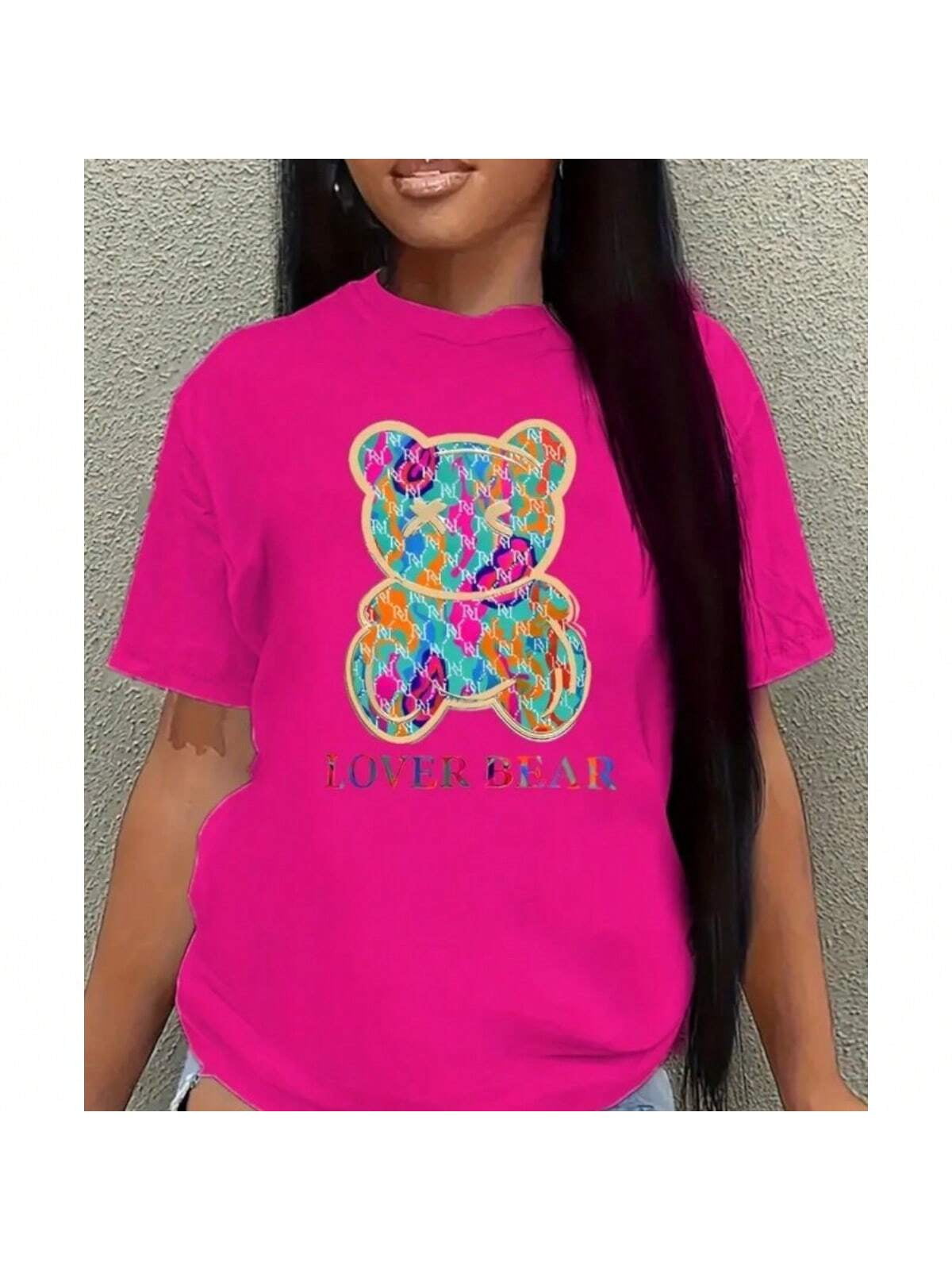 Playera Blusa Casual Con Impresion De Oso Multicolor Para Mujer Color ...