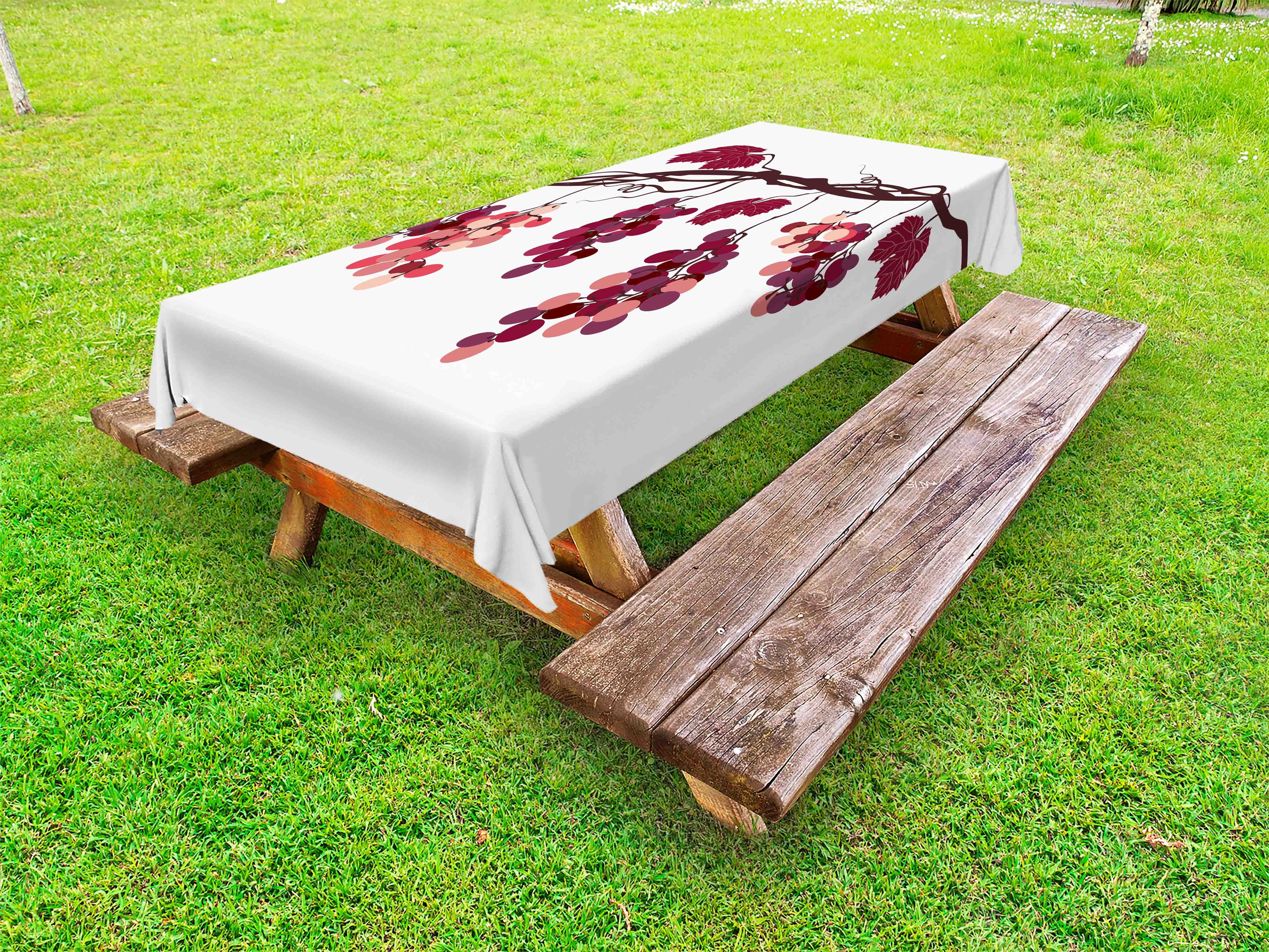 Fruit Outdoor Tablecloth, Vine Branch with Colorful Grapes Agriculture ...