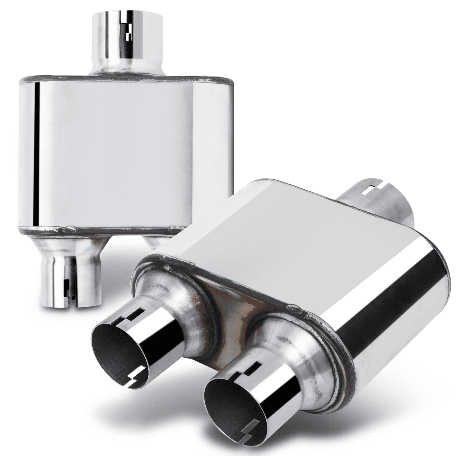 M-AUTO Chrome [CHAMBERED MUFFLER] Straight-Through Round Stainless ...