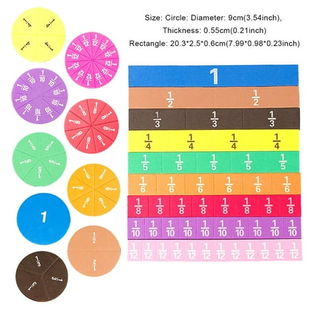 102 Pieces Children EVA Fraction Tile Mathematics Learn Aid be reused ...