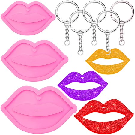 3 Pieces Lips Keychain Silicone Molds Kiss Lips Mouth Shape Keychain ...