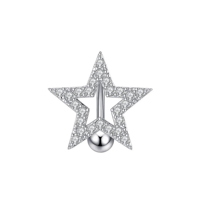 1pc Reversed Bar Star Crystals Czs Belly Navel Rings Fashion Inverted ...