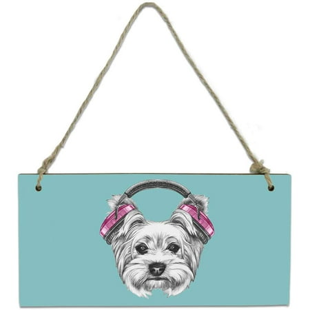 Hanging Sign Wall Decor - Memo Message Sign - Earphone Puppy Music ...