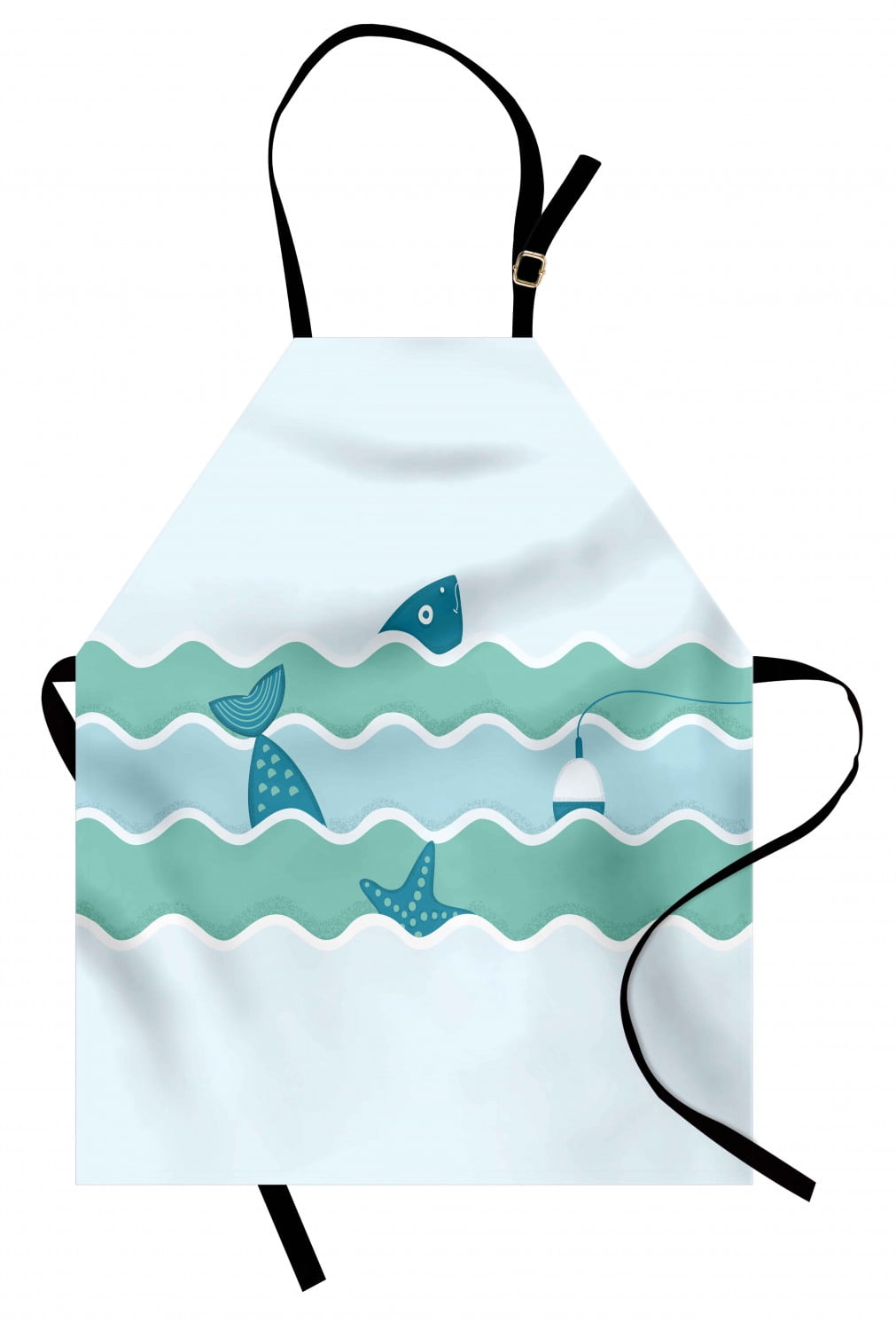 Fishing Apron Fish Tail and Starfish Swimming in Flat Waves Submarine ...