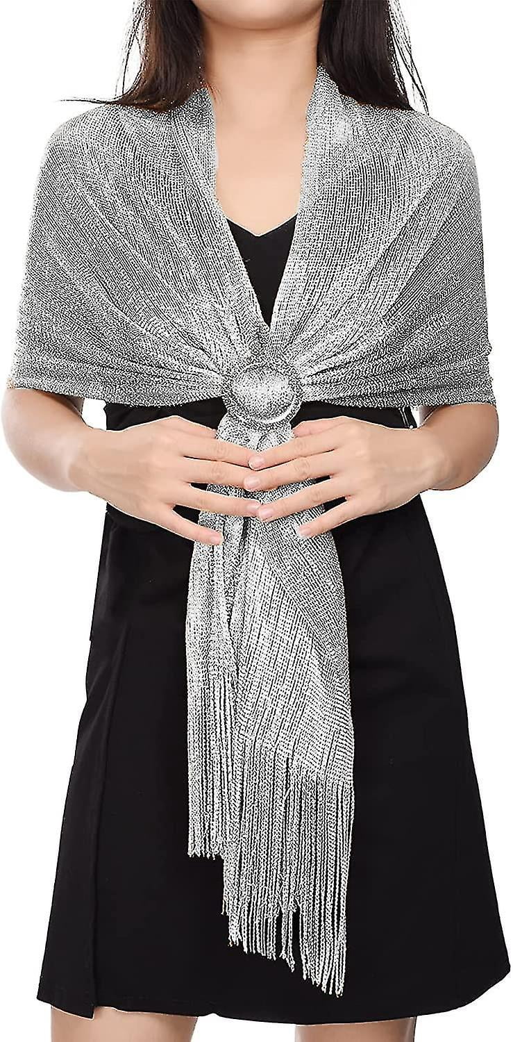 Chales y chales brillantes para mujer, chal plateado, bufanda Olaof ...