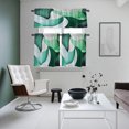 Abstract Stitching Kitchen Curtains Valance and Tier Set Green White ...