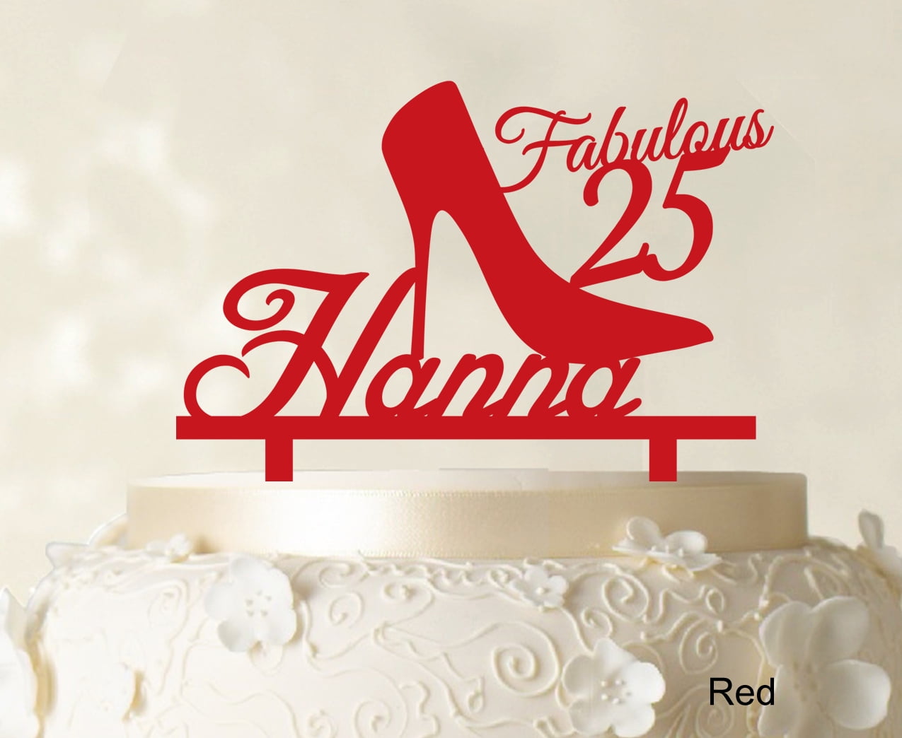 "Custom Birthday Cake Topper Personalized Red Cake Topper Color Option ...