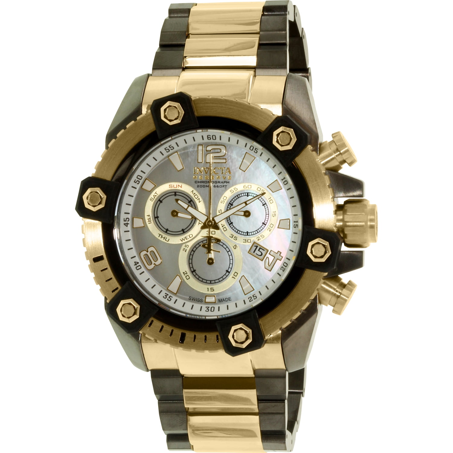 Invicta Men's 15837 Arsenal Reserve MOP White Dial Two Tone Bracelet ...