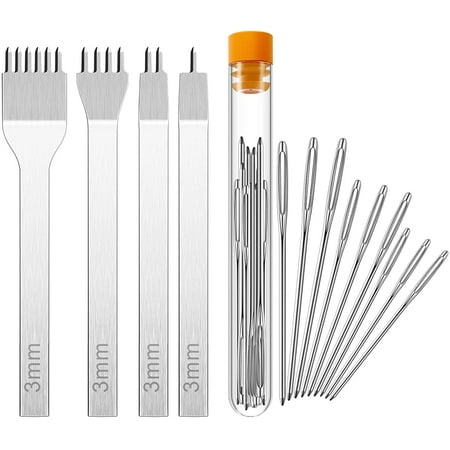 4 Pieces White Steel 3 mm 1/2/4/6 Prong DIY Lacing Stitching Chisel ...