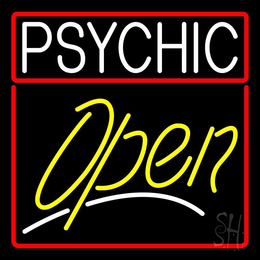 Psychic Red Border Yellow Open LED Neon Sign 16" Tall x 16" Wide ...