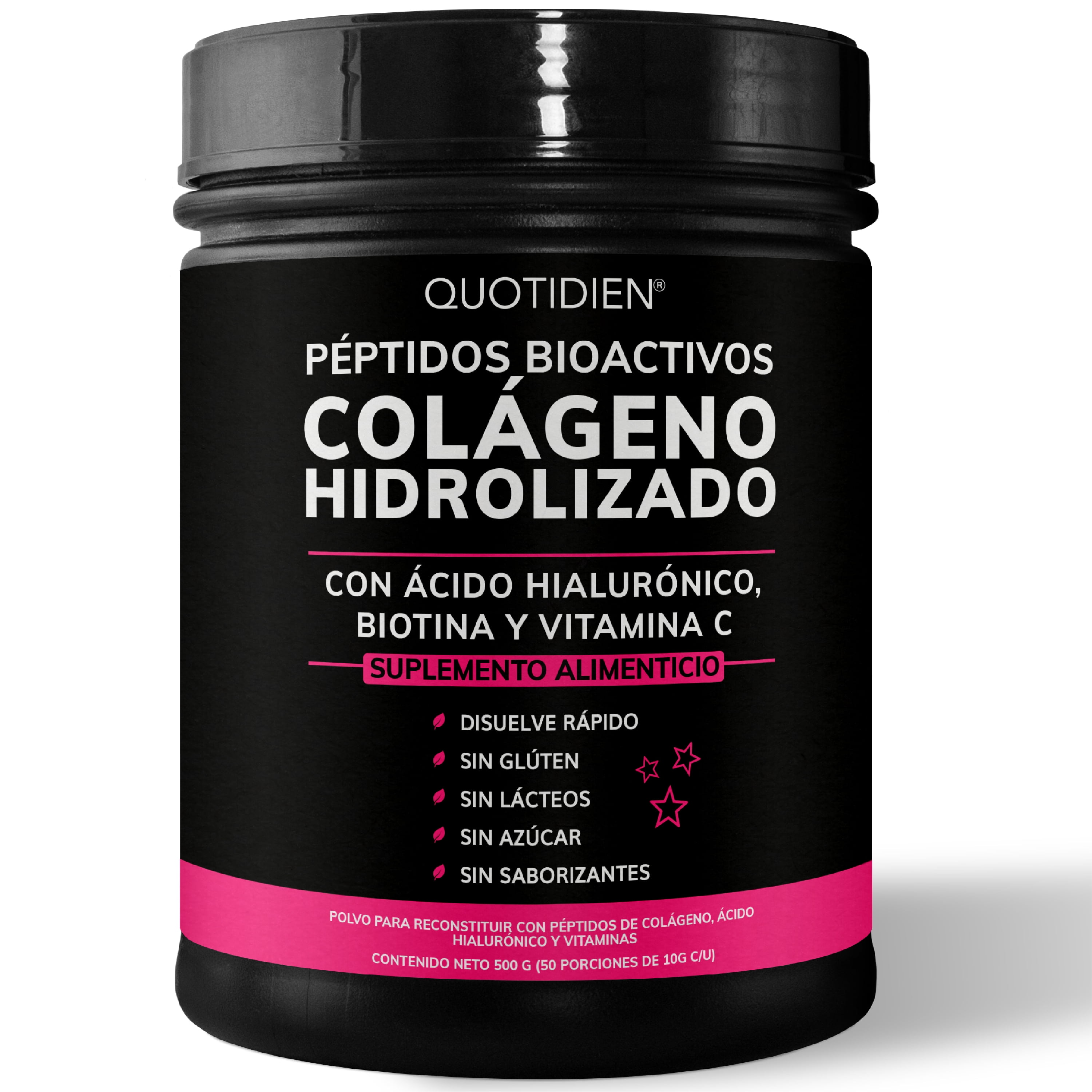 Péptidos Bioactivos de Colageno Hidrolizado + Ácido Hialurónico + Biotina + Vitamina C - 500g ...