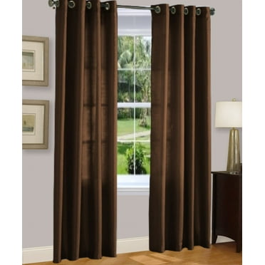 1 PANEL MIRA SOLID BROWN COFFEE SEMI SHEER WINDOW FAUX SILK ANTIQUE ...