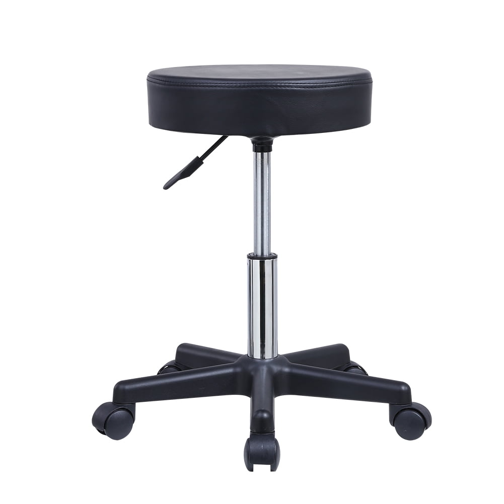 Adjustable Round Rolling Stool Chair PU Leather Drafting Stool with ...