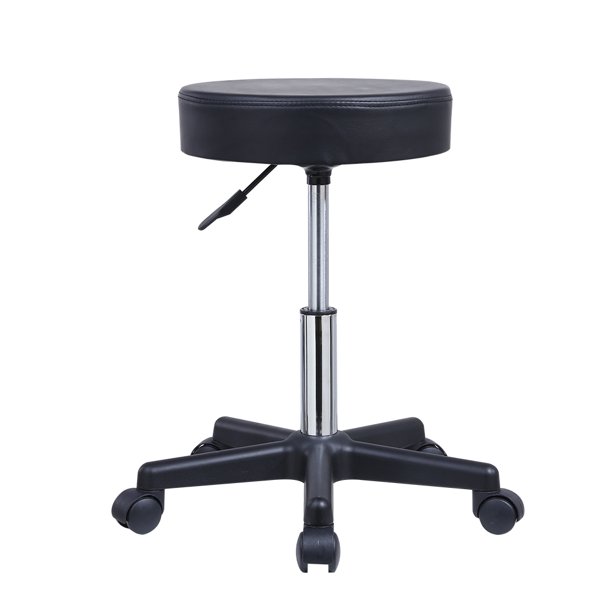 Adjustable Round Rolling Stool Chair PU Leather Drafting Stool with ...