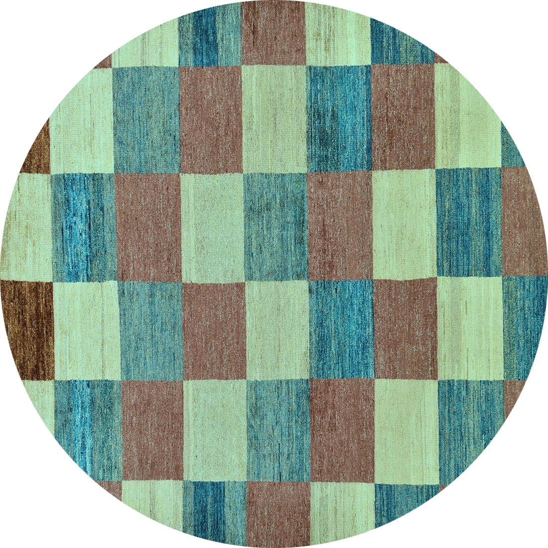 Ahgly Company Indoor Round Checkered Light Blue Modern Area Rugs, 4 ...