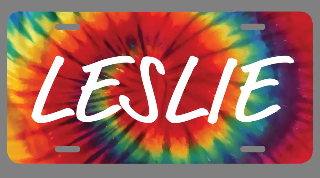 Leslie Name Tie Dye Style License Plate Tag Vanity Novelty Metal | UV ...