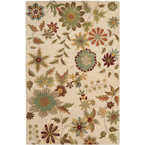 SAFAVIEH Soho Peronel Floral Wool Area Rug, Ivory/Sage, 2'6" x 4 ...
