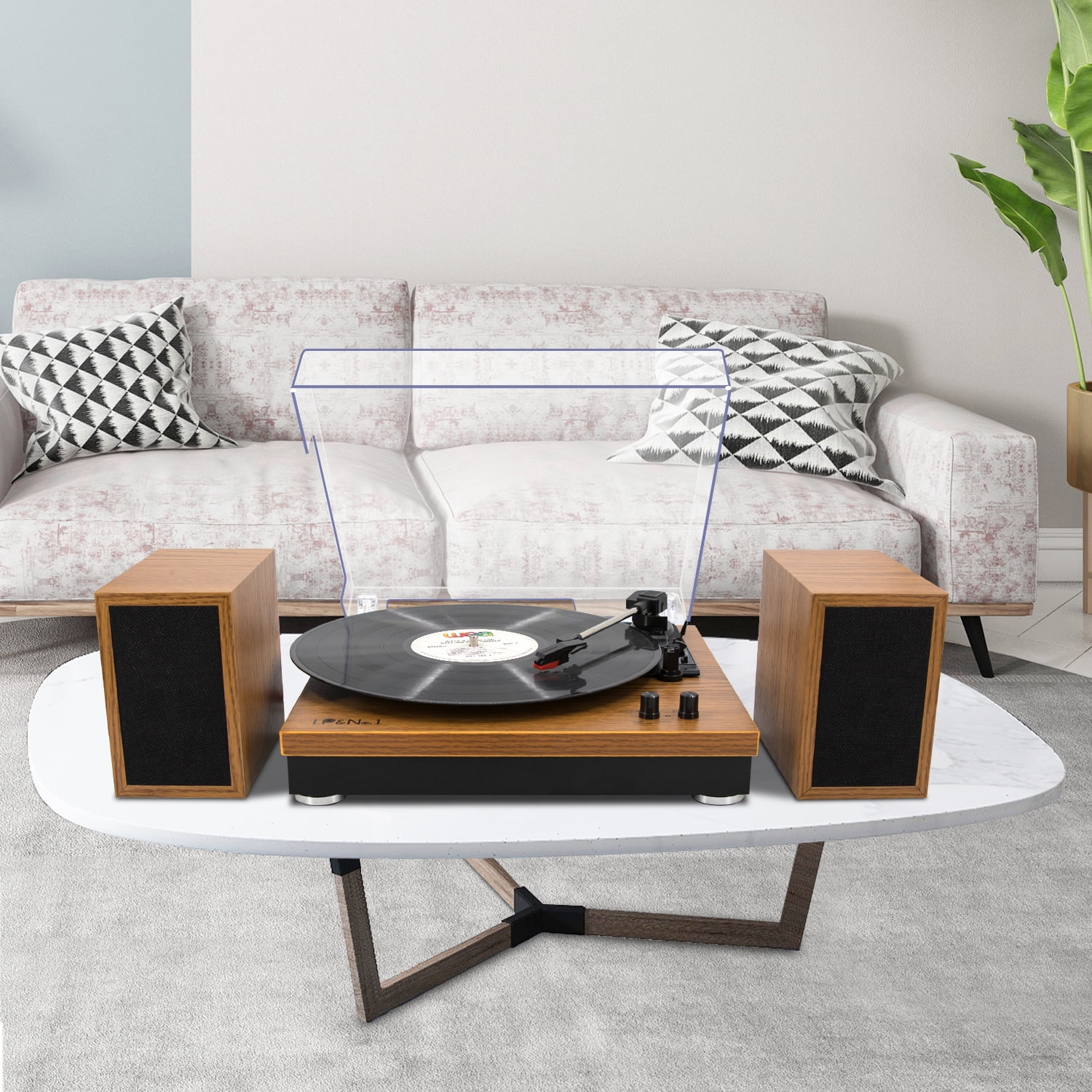 Buy LP&No.1 Record Player, Bluetooth Vinyl Turntable with Stereo Bookshelf Speakers, 3-Speed ...