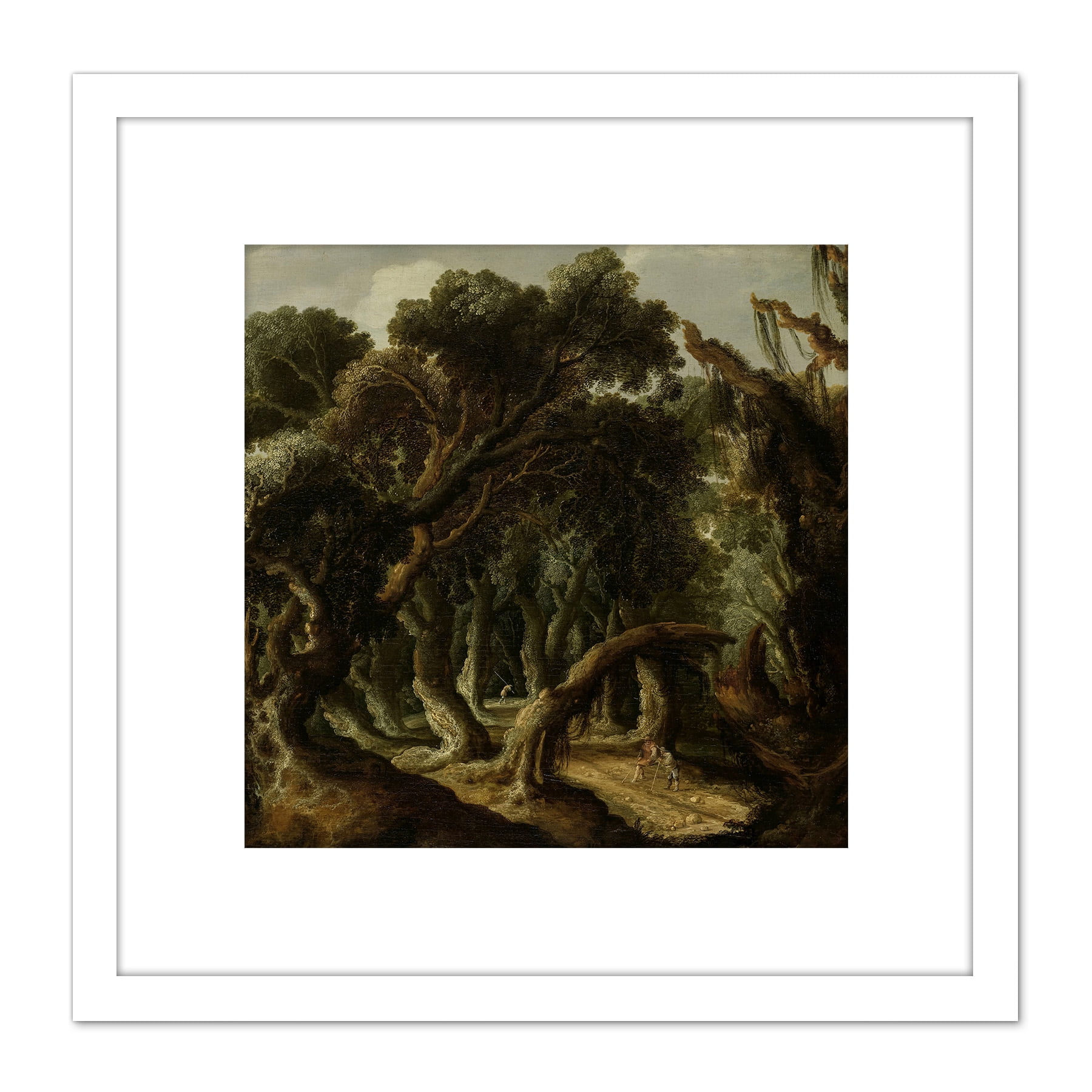 Van Geel Wooded Landscape Trees Painting 8X8 Inch Square Wooden Framed ...
