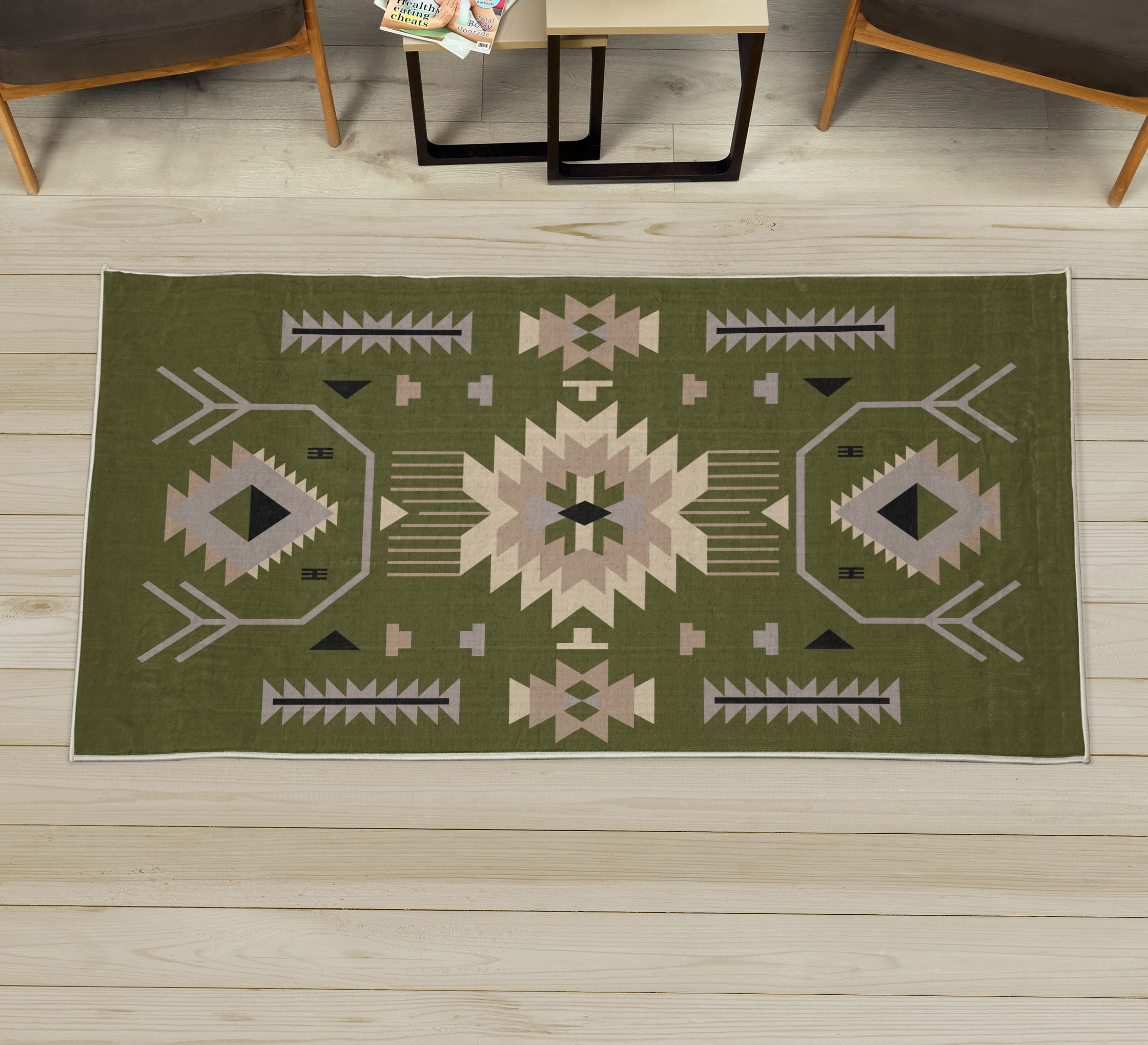 Southwestern Decorative Rug, Ethnic Illustration of a Zigzags Design ...