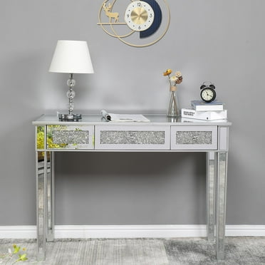 Ktaxon Mirrored Console Table Sofa Table with Drawers and Shelf Slim ...