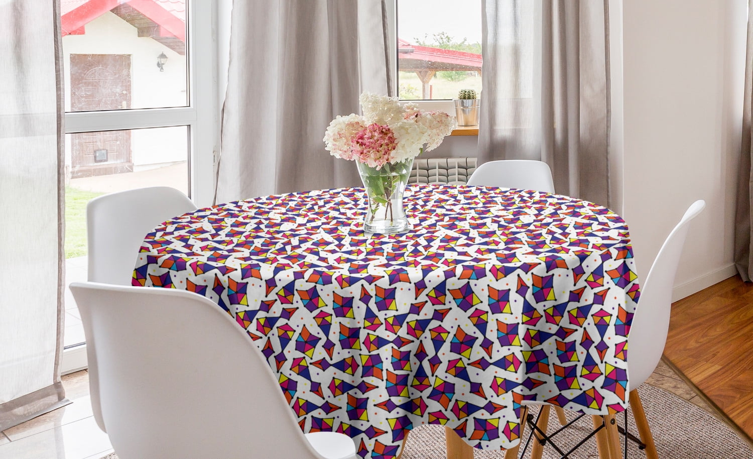 Colorful Round Tablecloth, Pattern with Random Abstract Combinations of ...