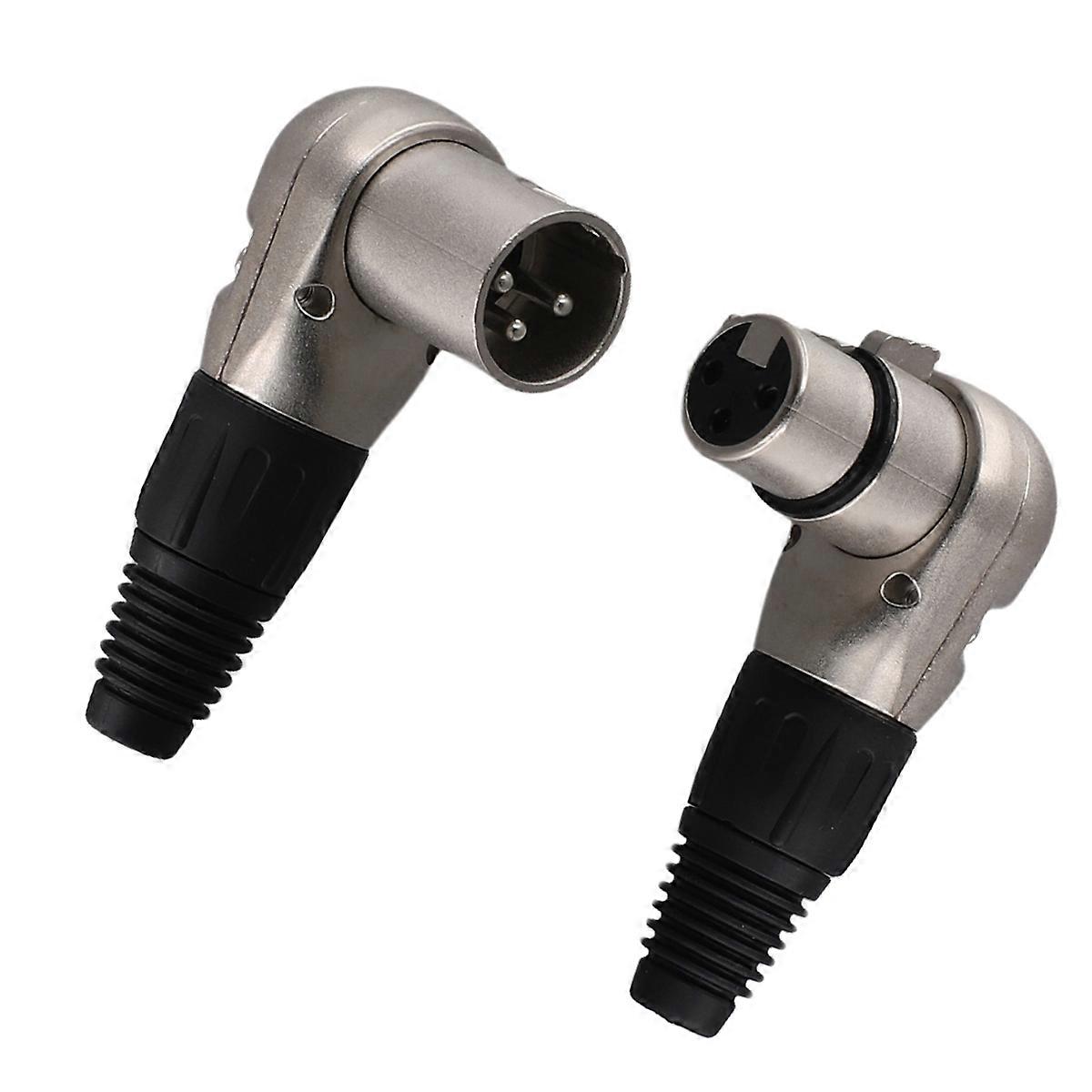 1Pair 3 Pin XLR Male Female Jack Connector Mic Cable Right Angle ...