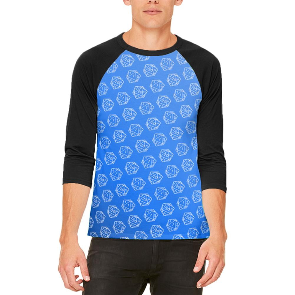 D20 Gamer Critical Hit and Fumble Blue Pattern Mens Raglan T Shirt ...
