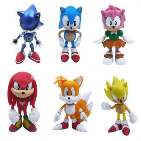 6pcs Set Sonic Hedgehog Amy Tails Mephiles Knuckles 6cm/2.4in PVC ...