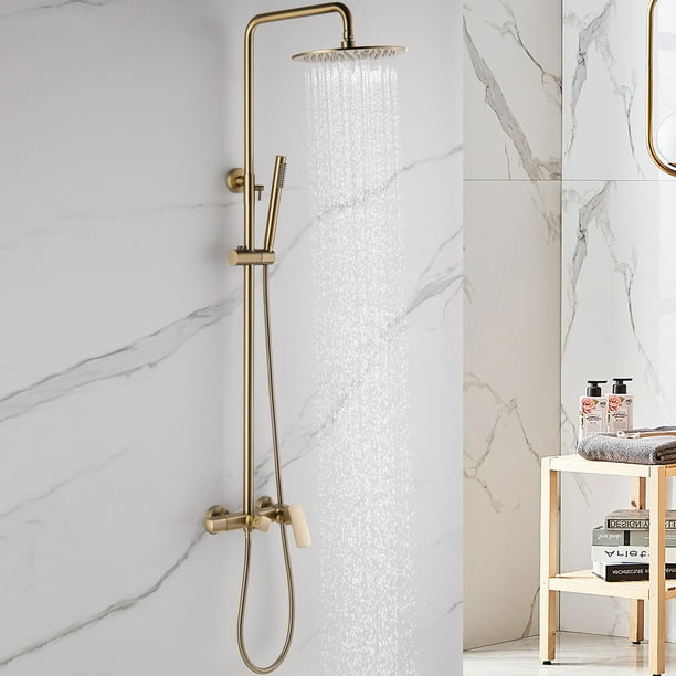 Rbrohant Exposed Wall-Mounted Shower System with tub spout and rough-in ...